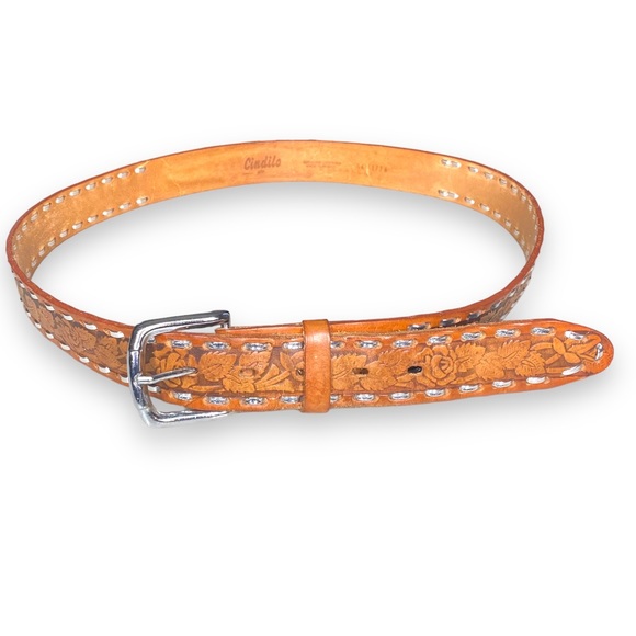 Vintage | Accessories | Vintage Hand Tooled Eagle Leather Belt Size 44 ...